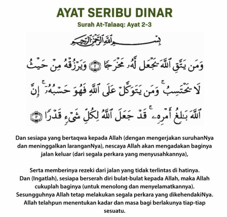 √ Ayat SERIBU DINAR: Sejarah, Bacaan Teks Rumi, Kelebihan