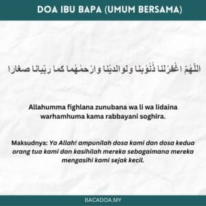 √ Doa untuk Ibu Bapak Selepas Solat (Rumi, Arab, dan Maksud)