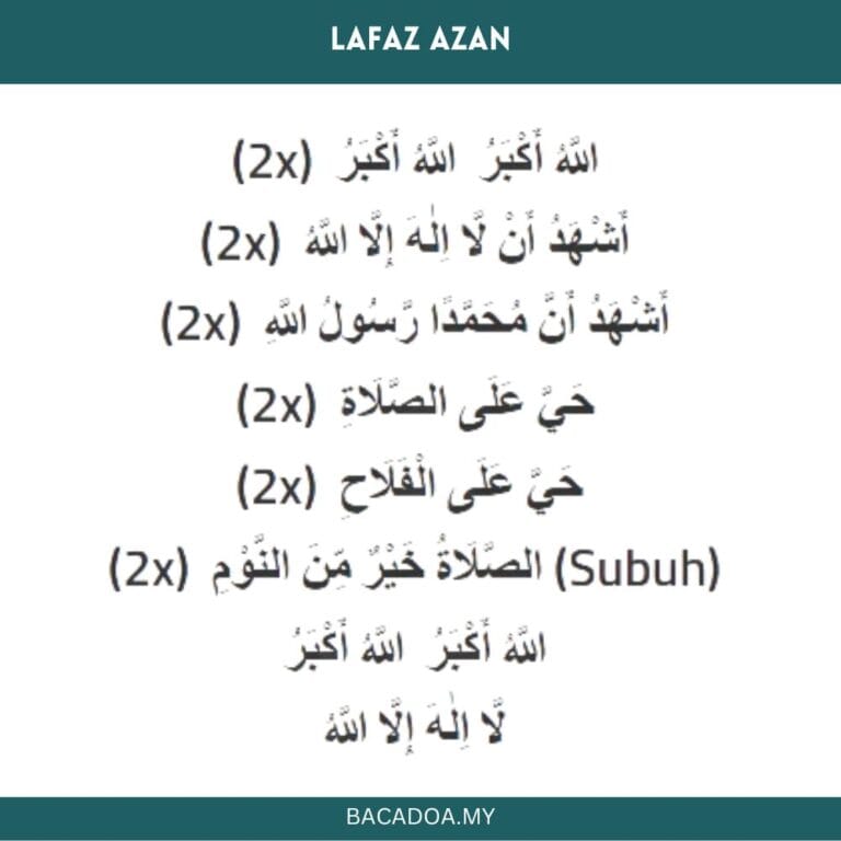 √ Lafaz Azan Cara Jawab dan Doa Selepas Azan (Rumi & Maksud)